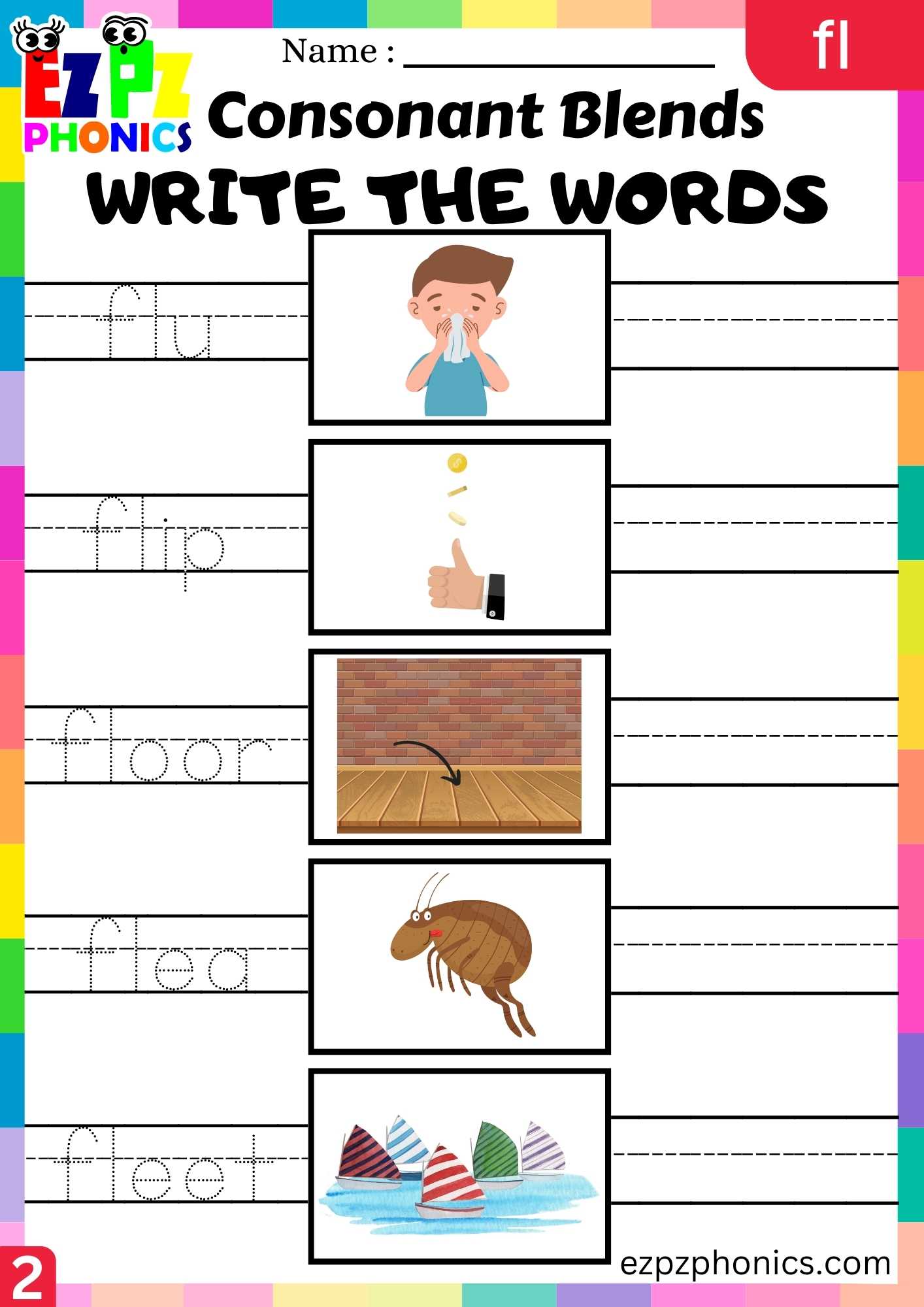 Group2 Fl Words Write And Find The Words Phonics Consonant Blends